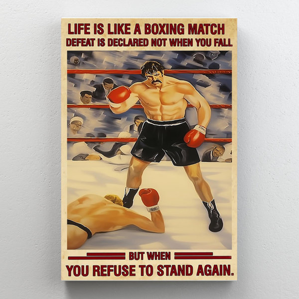 Trinx Life Is Like A Boxing Match - 1 Piece Rectangle Gr Life Is Like A Boxing Match On Canvas ...